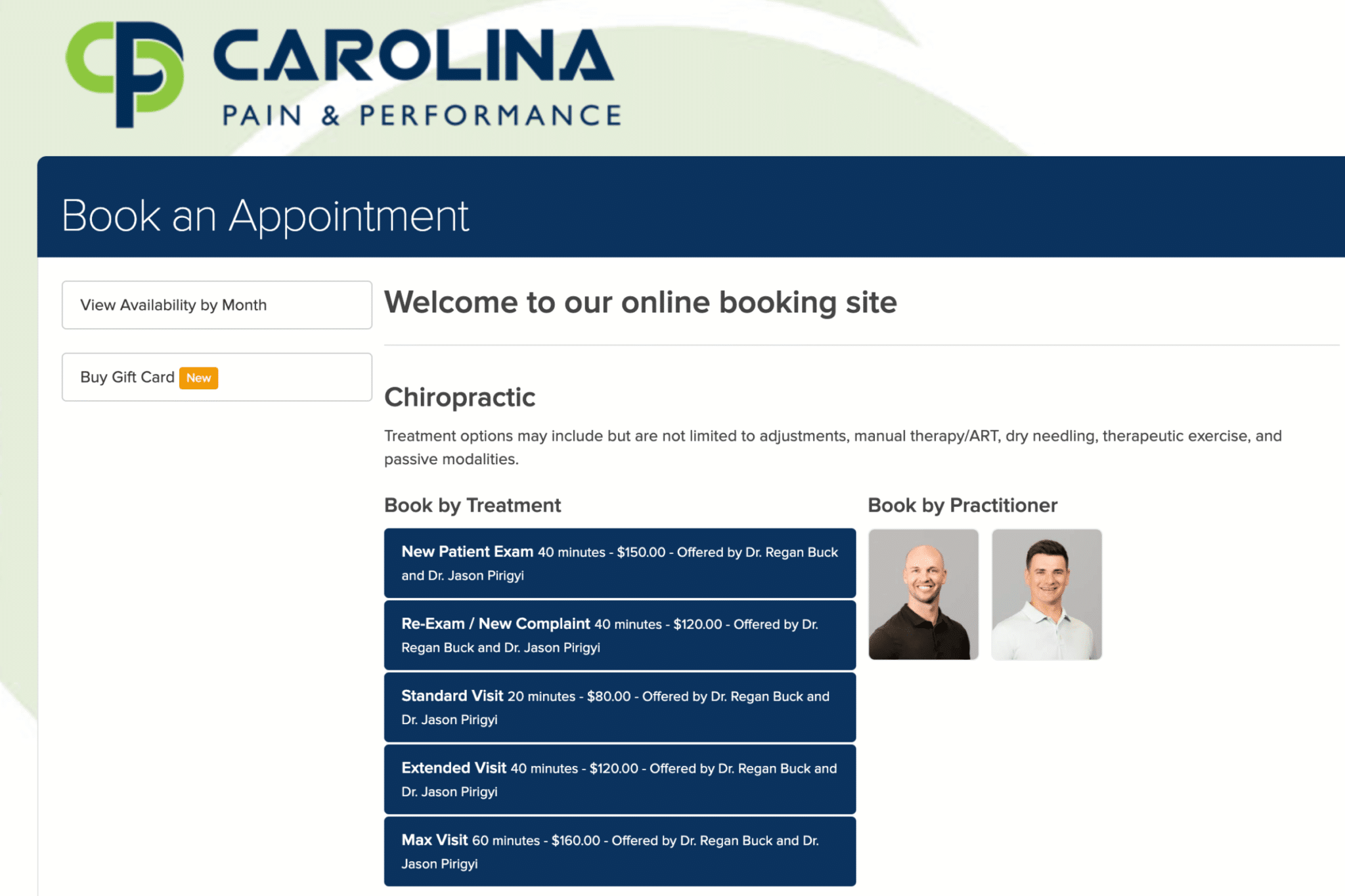 Book an Appointment - Carolina Pain and Performance Center
